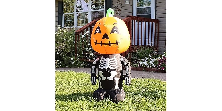 Pumpkin Head Skeleton Man Inflatable