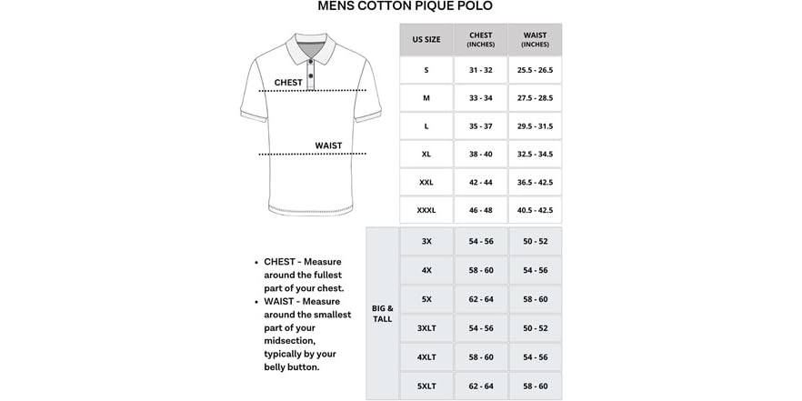 {3-Pack} Mens Pique Polos (Small - 5XLT)