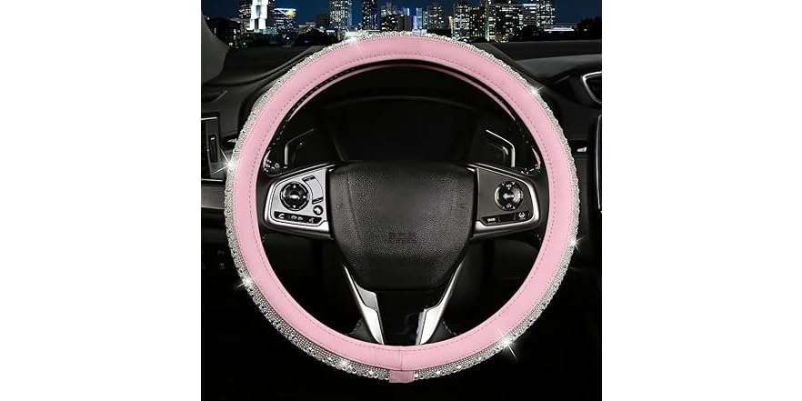 Rhinestones Steering Wheel Cover (Pink)