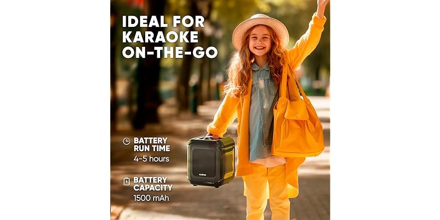 MASINGO C7 Karaoke Machine w/ 2 Wireless BT Microphones