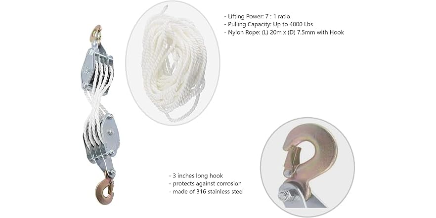 Block and Tackle Lifting Pulley System