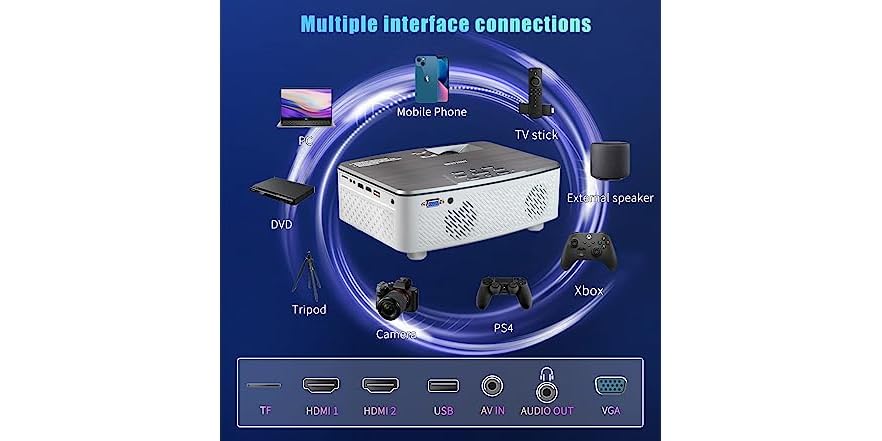 BEXTZUBY 1080P Bluetooth Projector