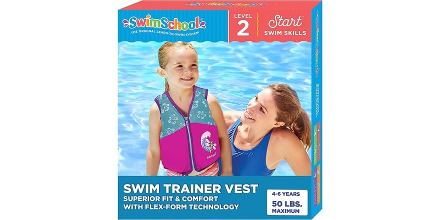 SwimSchool Swim Trainer Vest - Pink/Aqua