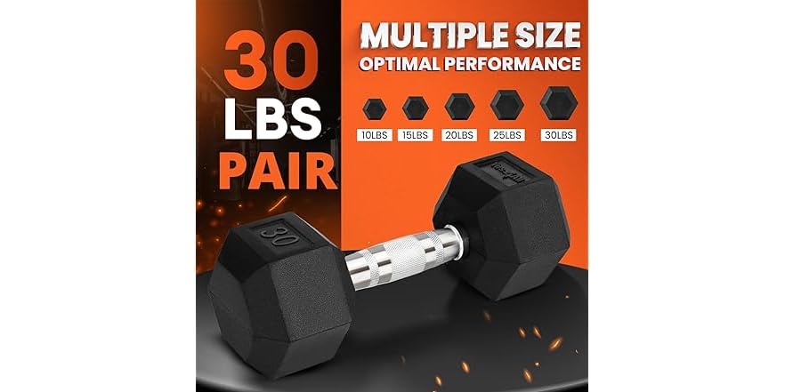 Yes4All Grip Hex Dumbbell 30 lbs - Pair