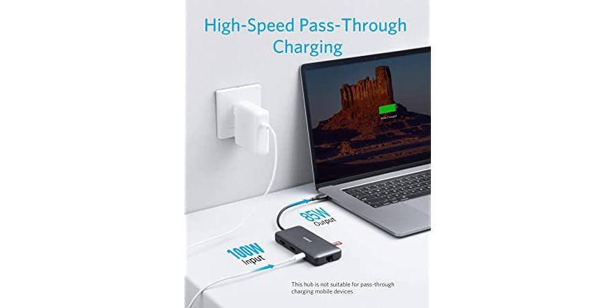 Anker A83800A1 PowerExpand8-in-1 USB-C PD Media Hub Gray (Open Box)