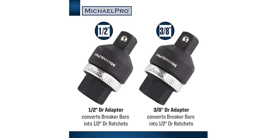 MichaelPro 3/8" Dr Ratcheting Breaker Bar Adapter