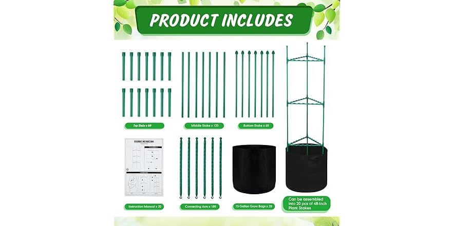 40PC 48" Vertical Assembled Plant Cages