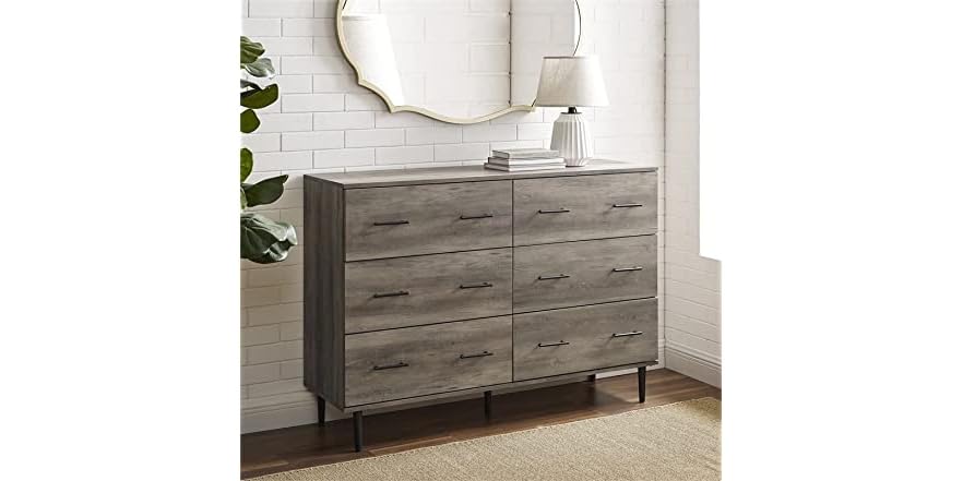 Walker Edison Mila Modern 6 Drawer Storage Buffet