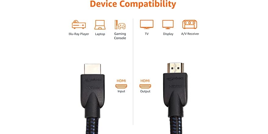 (15FT) AmazonBasics Nylon-Braided High-Speed HDMI Cable (18Gbps, 4K/60Hz)