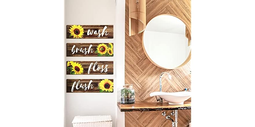 4 Pieces Bathroom Wall Decor Signs