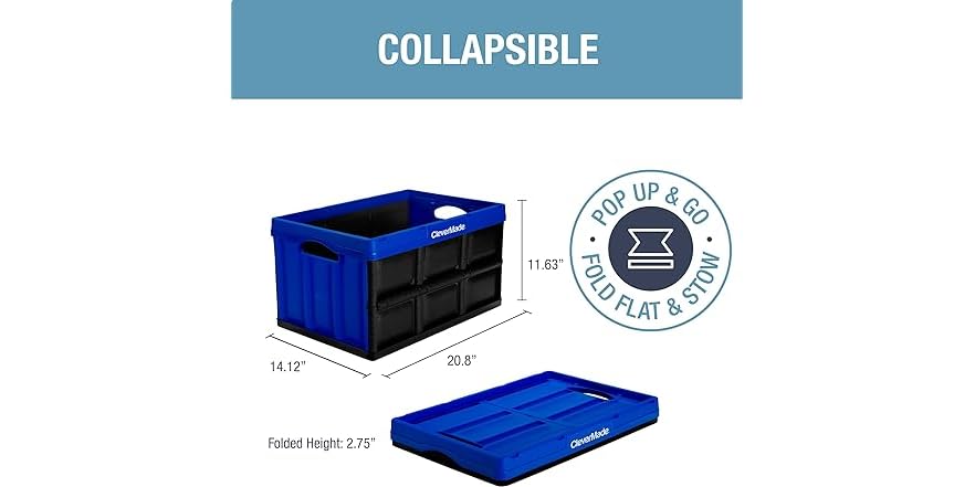 CleverMade Collapsible Storage Bin 46L Royal Blue