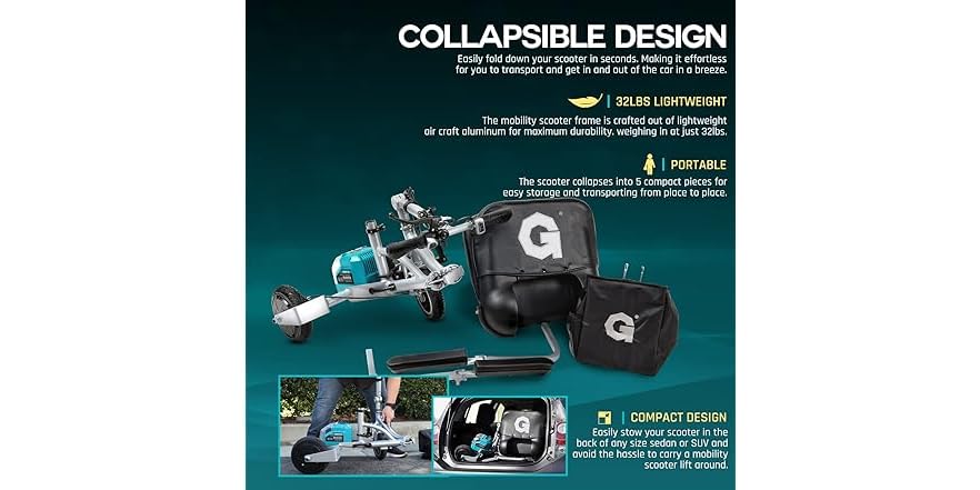 G 3 Wheel Folding Mobility Scooter Plus - Electric Powered, Airline ...