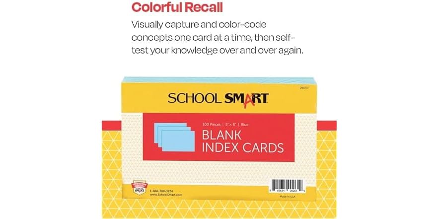 School Smart Index Cards Blue 100ct
