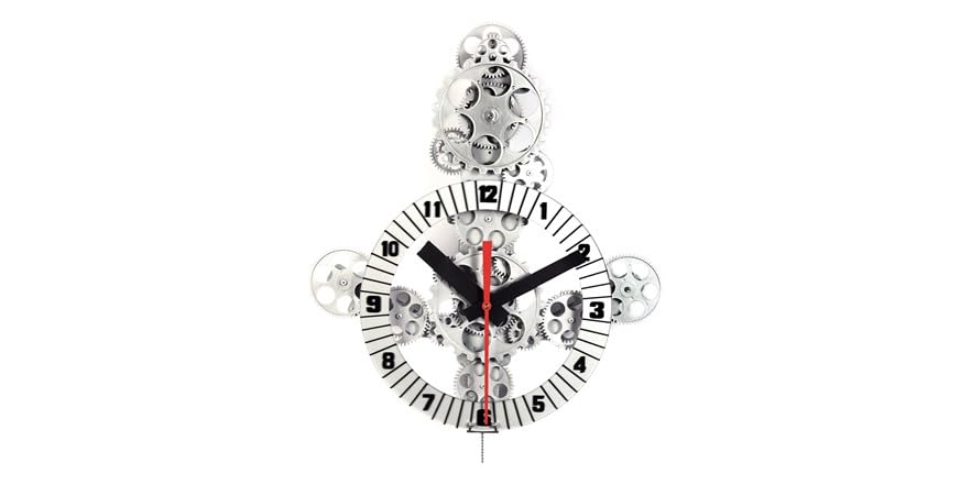 Moving Gear Wall Clock w/Plastic Dial Ring