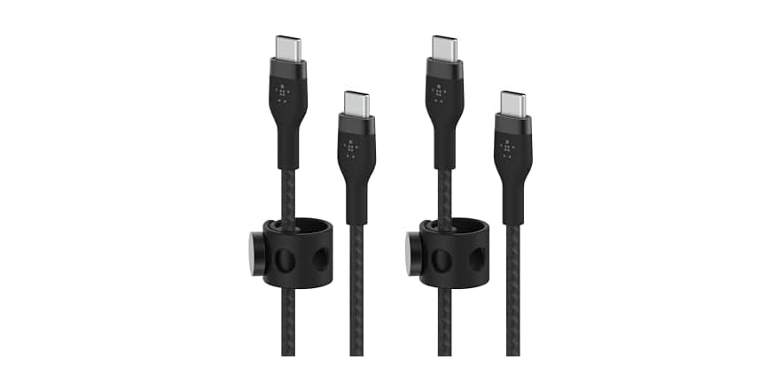 (2 Pack) Belkin BoostCharge Pro Flex Braided USB-C Cable (6.6ft/2M)