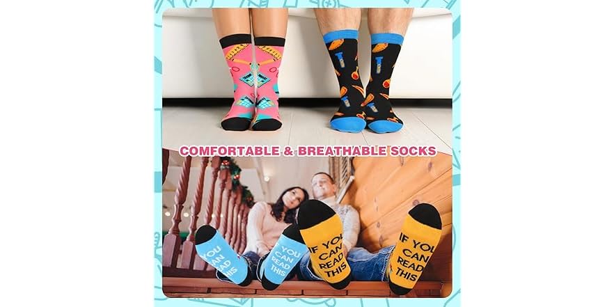 12 Pairs Womens Funny Crew Socks