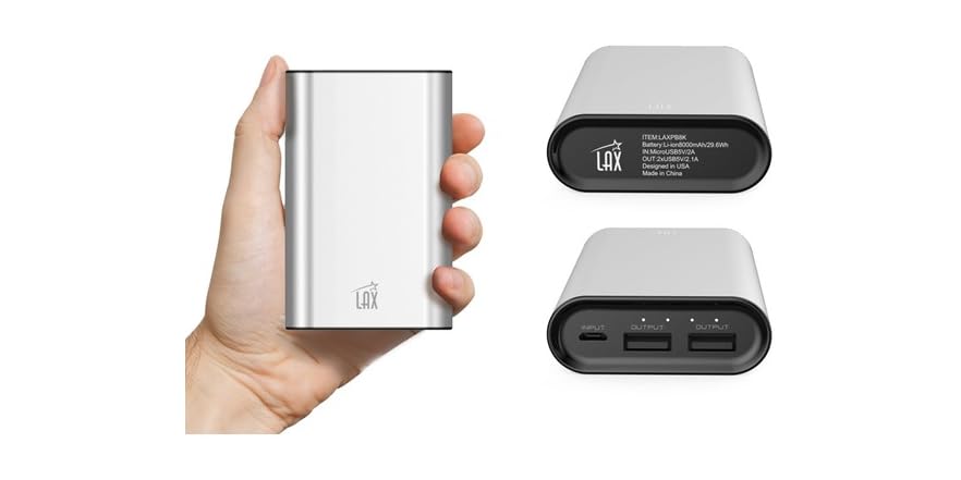 LAX 8,000mAh or 12,000mAh USB Power Bank