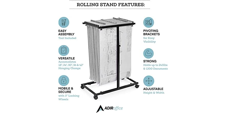 Mobile Blueprint Storage - Rack Only, Black