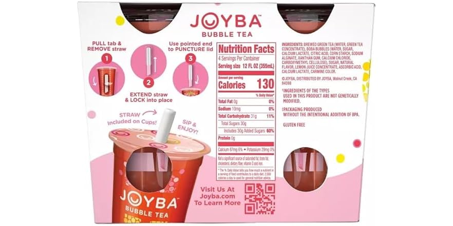 Joyba Bubble Strawberry Lemonade Green Tea 4Pk