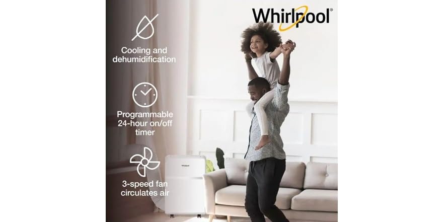 Whirlpool Portable AC w/Remote, Auto Restart and Timer