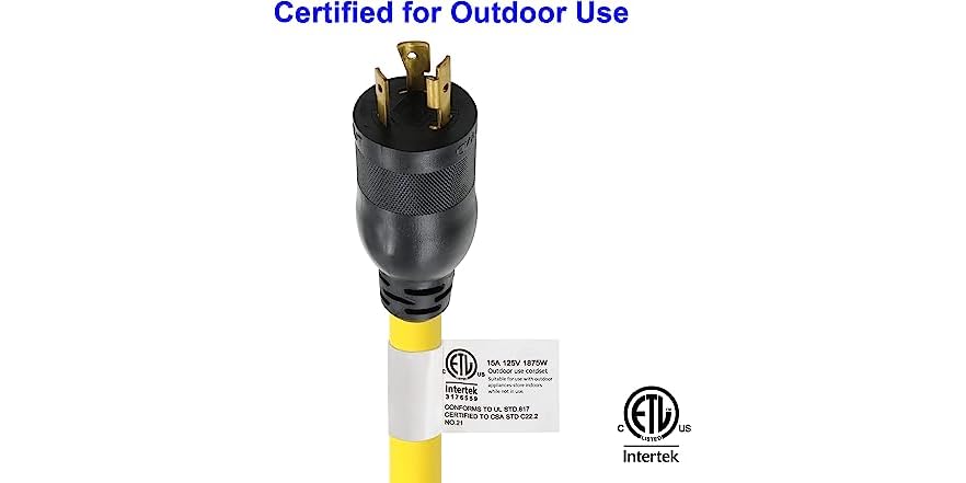 Clear Power 20A 2ft, 3 Outlet Generator Splitter