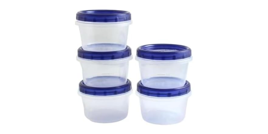 [16Oz - Blue - 5 Pk] Twist Top Food Storage Containers Leak-Proof