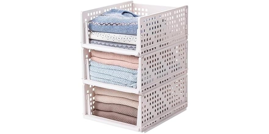 Folding and Stackable Storage Shelf (4pk)