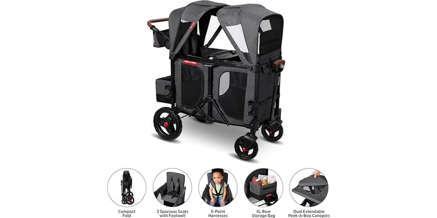 Radio Flyer Voya XT Stroller Wagon, 2 Seater