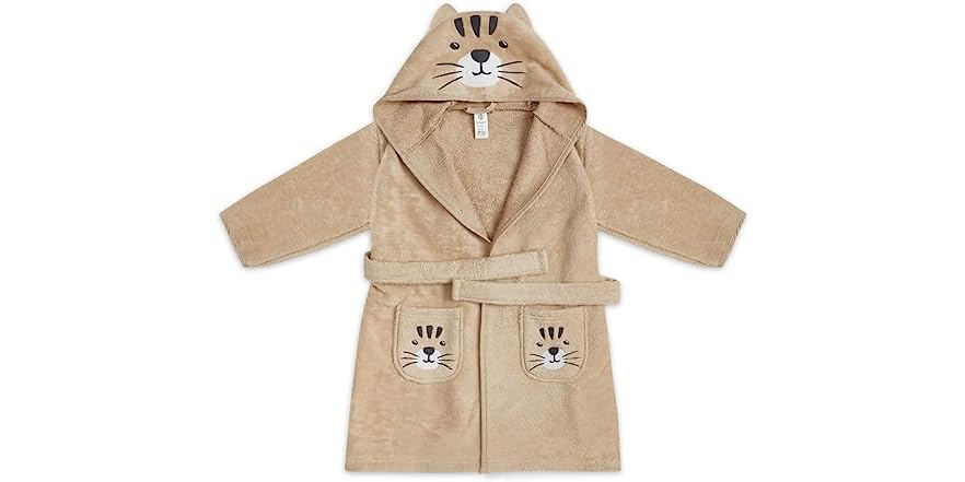 Baby Hooded Bathrobe, Beige Tiger