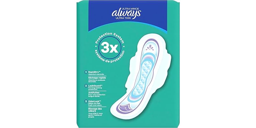 Always Ultra Thin, Feminine Pads, 42-Count