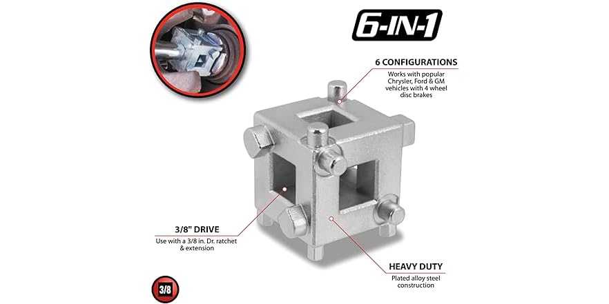 Performance Tool 3/8" Drive Disc Brake Piston Tool