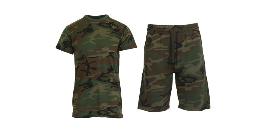 Mens 2 or 4 PC Camo Short Set