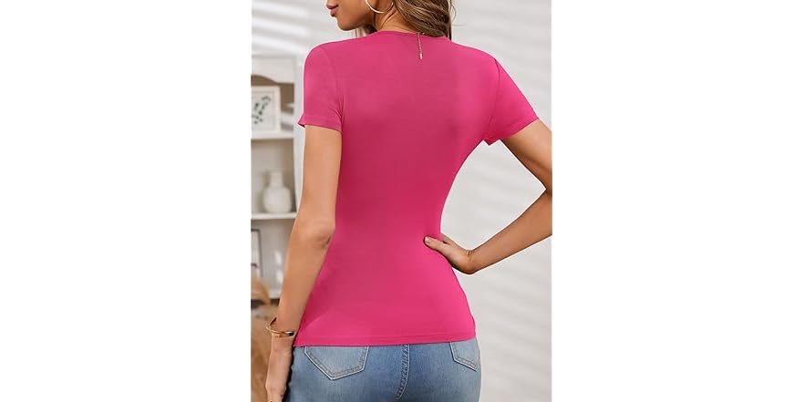 Women's Deep V Neck Short Sleeve Top