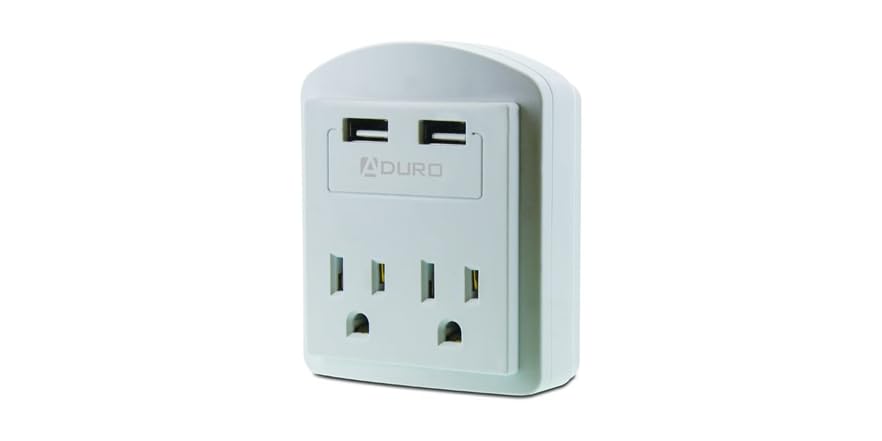 2-Pack Mini Surge Protector w/ 2 Outlets & 2 USB Ports