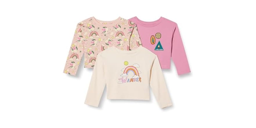 Amazon Girls' Long Sleeve T-Shirts 3 Pack