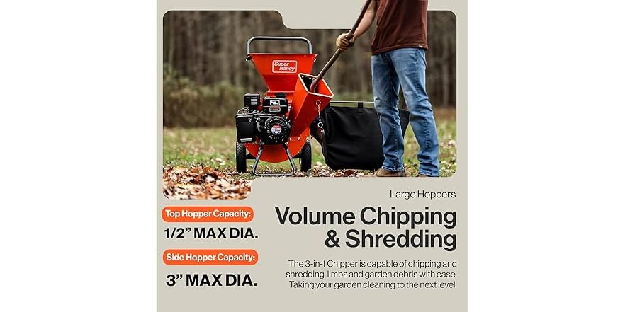SuperHandy Gas Powered Wood Chipper Shredder Mulcher - 7HP