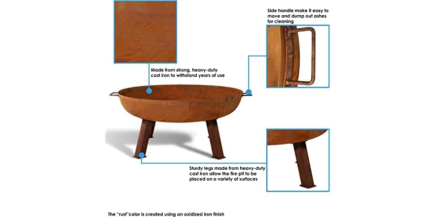 Rustic Cast Iron Fire Pit Bowl