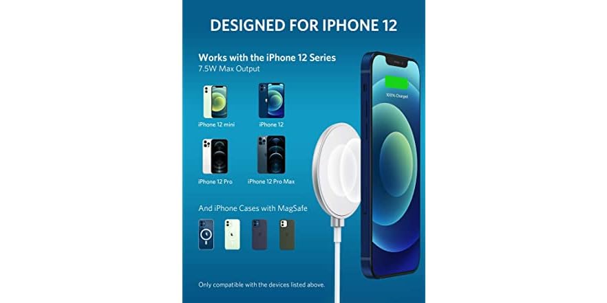 Magnetic Wireless Charger, Anker Wireless Charger with 5ft B (Open Box)