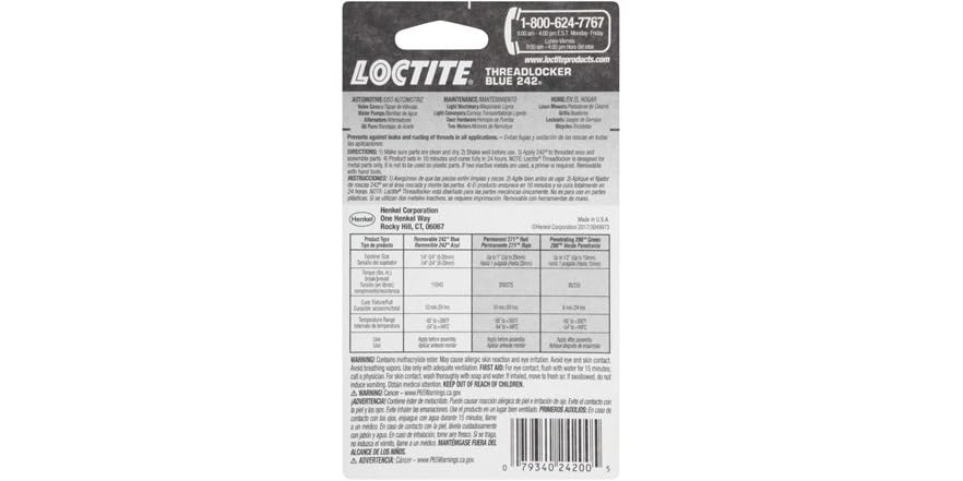 Loctite Blue 242 Heavy Duty Threadlocker