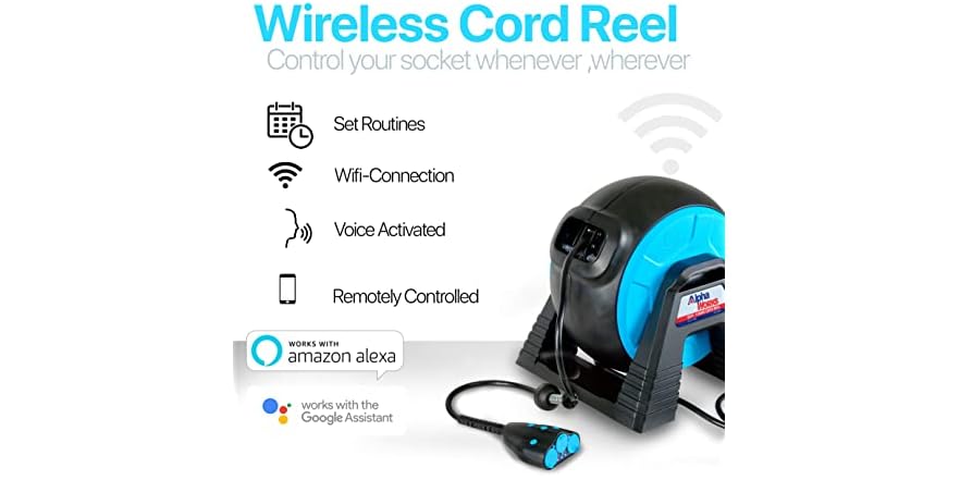 Alphaworks 12AWG x 65' Alexa Smart Plug Cord Reel