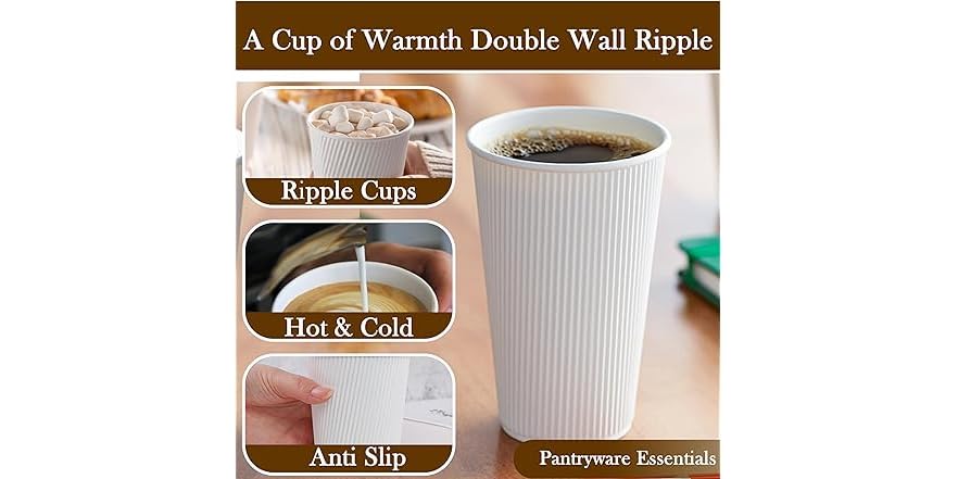 12oz Double White Paper Coffee Cups- Pack of 50ct