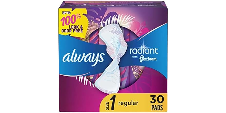 Always Radiant Feminine Pads For Women 30Ct
