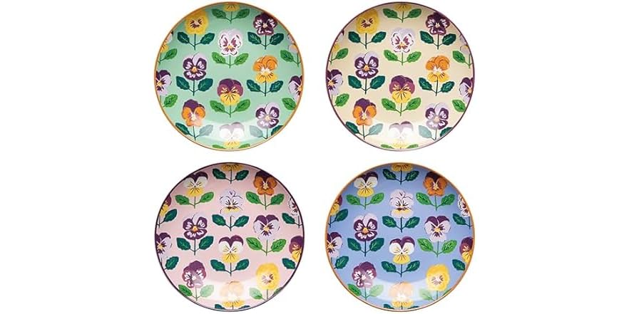 Jubilee Pansy Appetizer Porcelain Plates, Set of 4 Assorted
