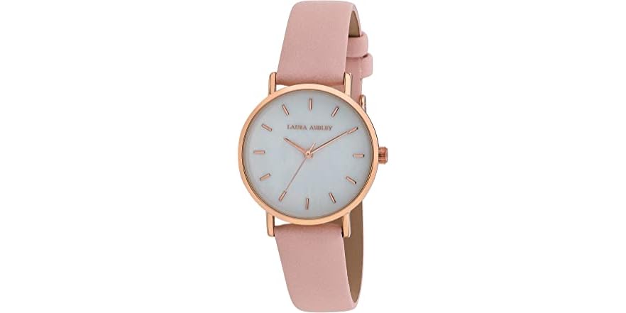 Laura AshleyMOP Dial Black Strap Watch