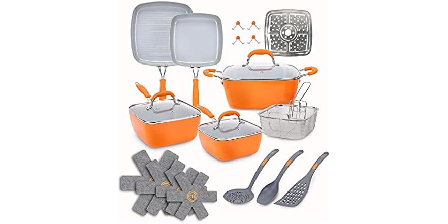 MasterChef 17 PC Square Cookware Set Orange
