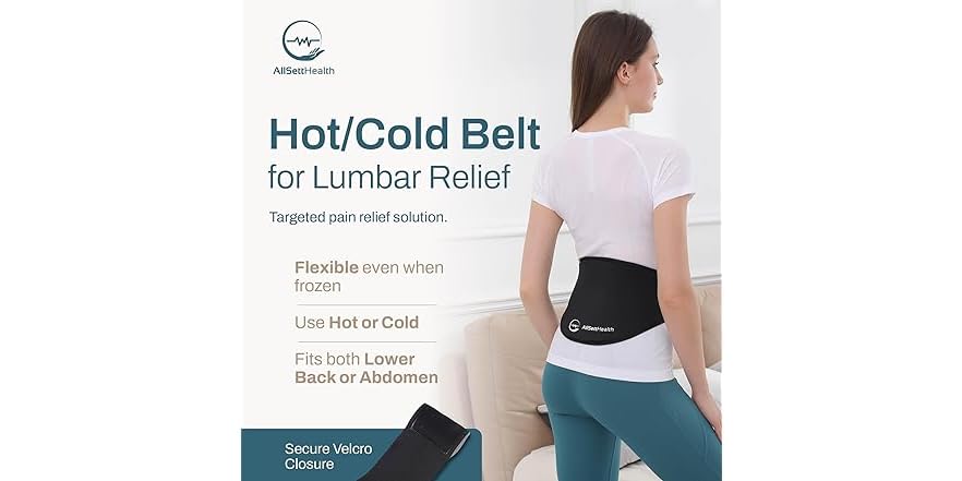 (2 Pack) Adjustable Lower Back Pain Wrap for Hot and Cold Therapy