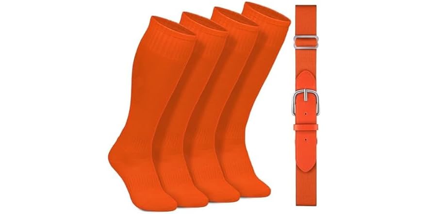 4 Pairs Baseball Socks & Belt Combo Set