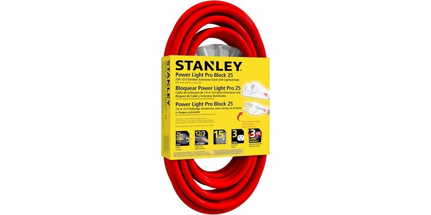Stanley 25' 3-Outlet Heavy Duty Extension Cord