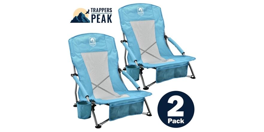 Trapper's Peak Low Profile Folding Beach Chair 2PK