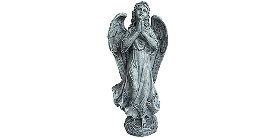 30" Resin Praying Angel, Grey